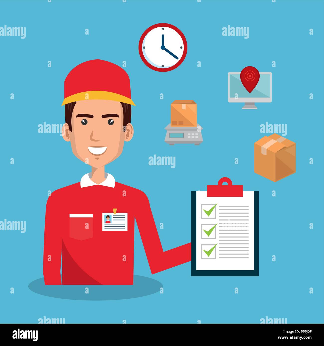 Delivery logistic service worker chronometer Stock Vector Images - Alamy