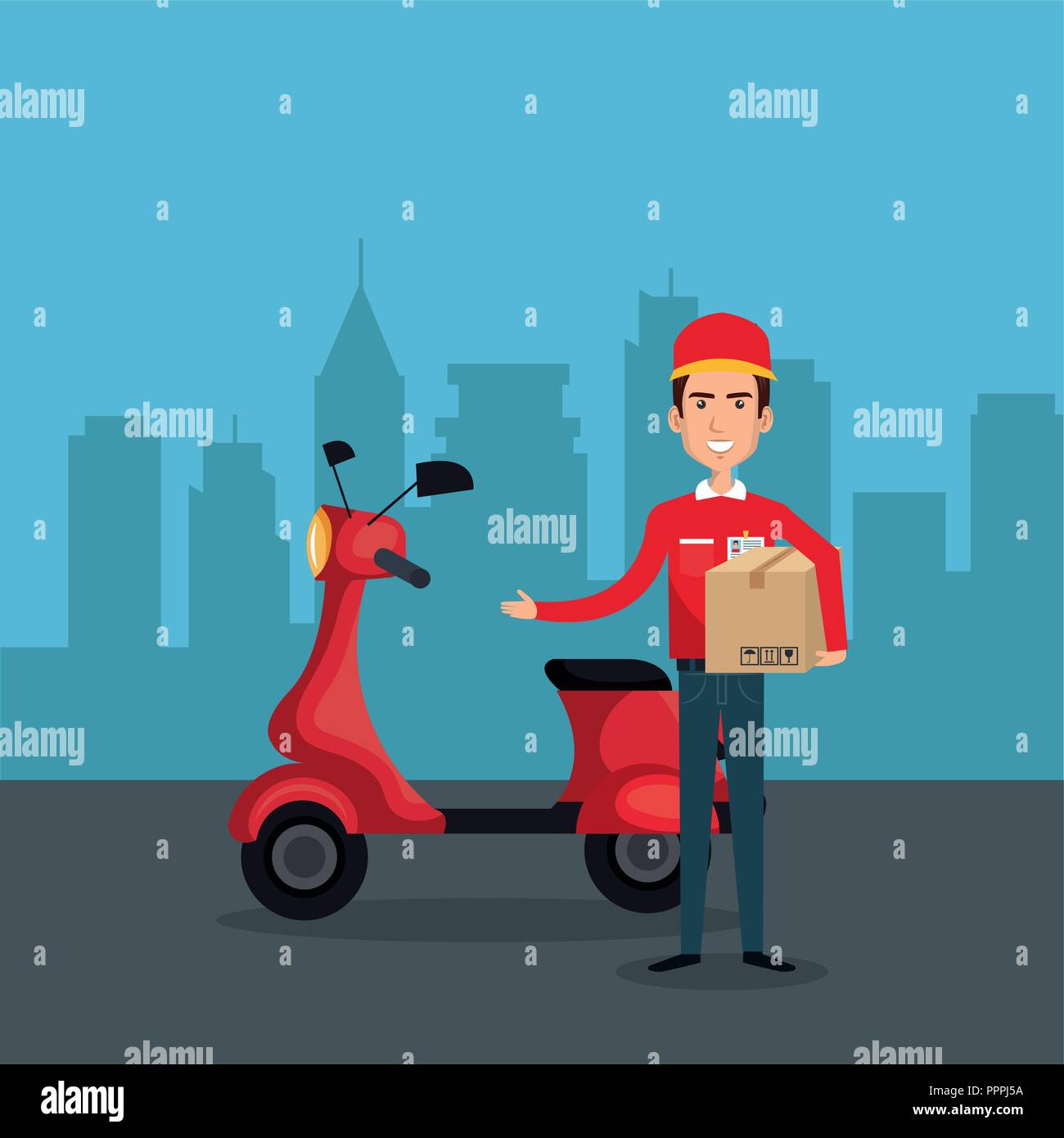 delivery service worker character Stock Vector Image & Art - Alamy