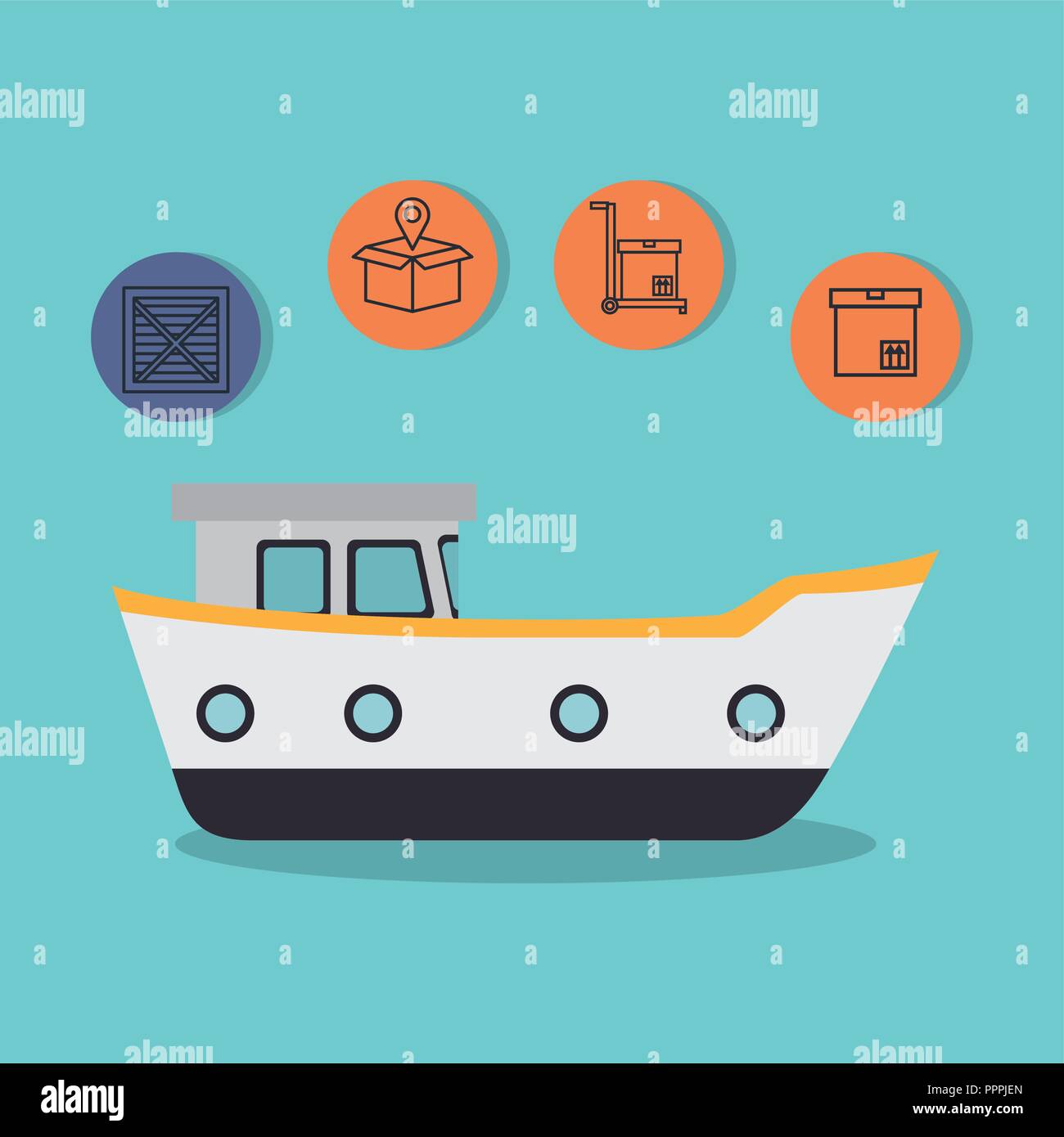 cargo ship with delivery service icons Stock Vector Image & Art - Alamy