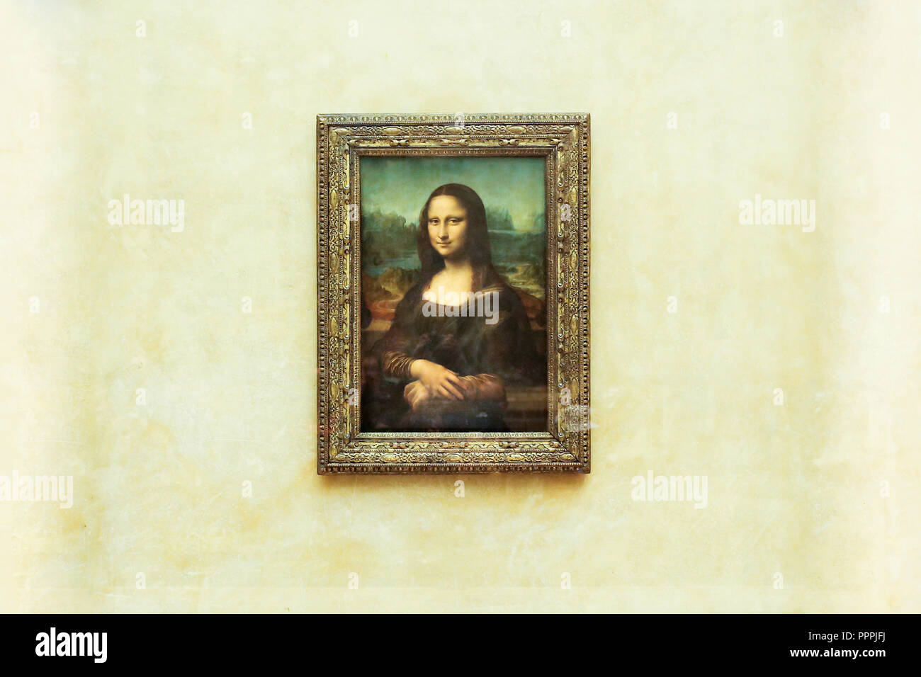 PARIS, FRANCE - MAY 01, 2018: Mona Lisa, La Joconde Leonardo da Vinci ...