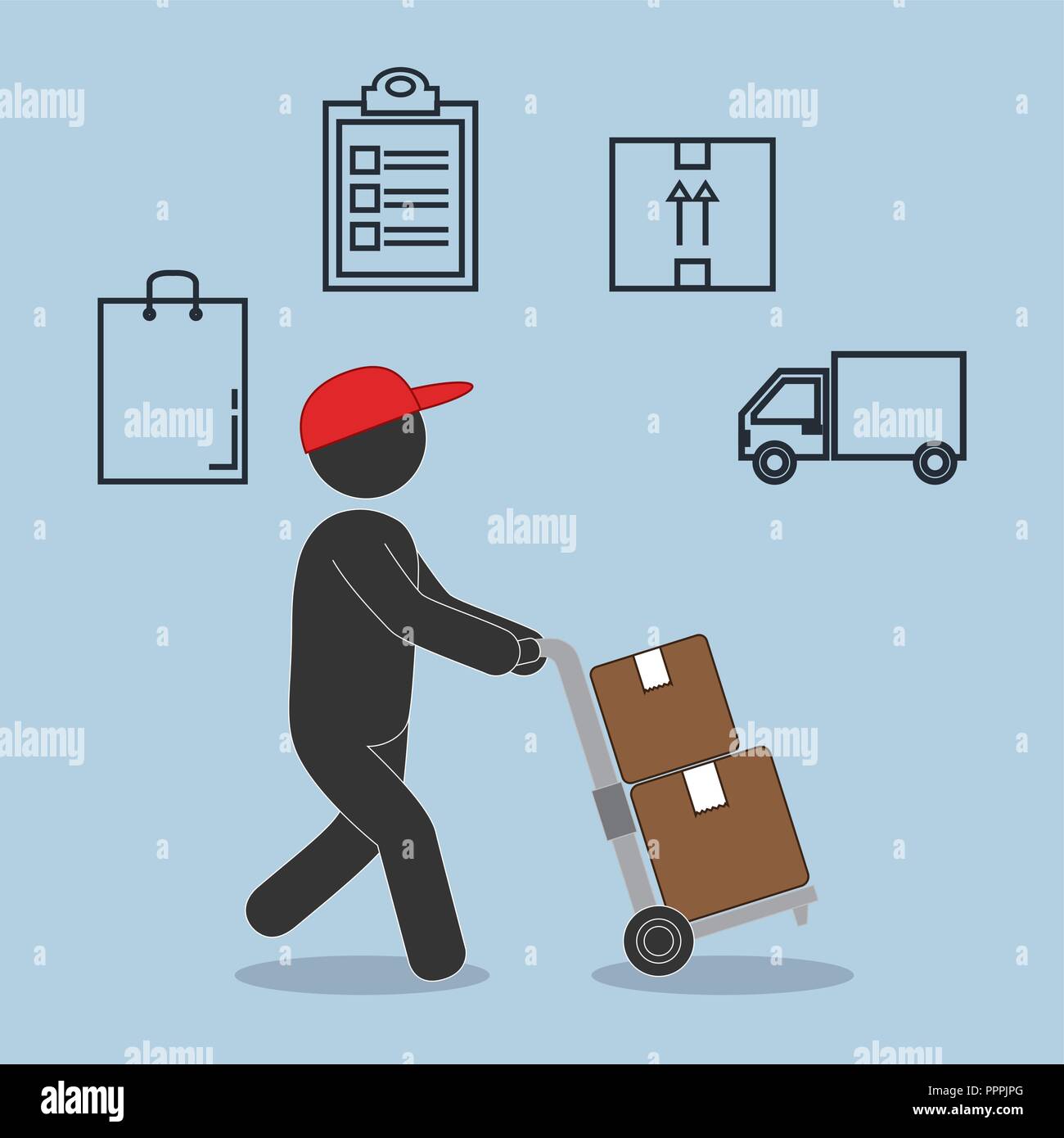 Delivery service worker packing order Stock Vector Images - Alamy