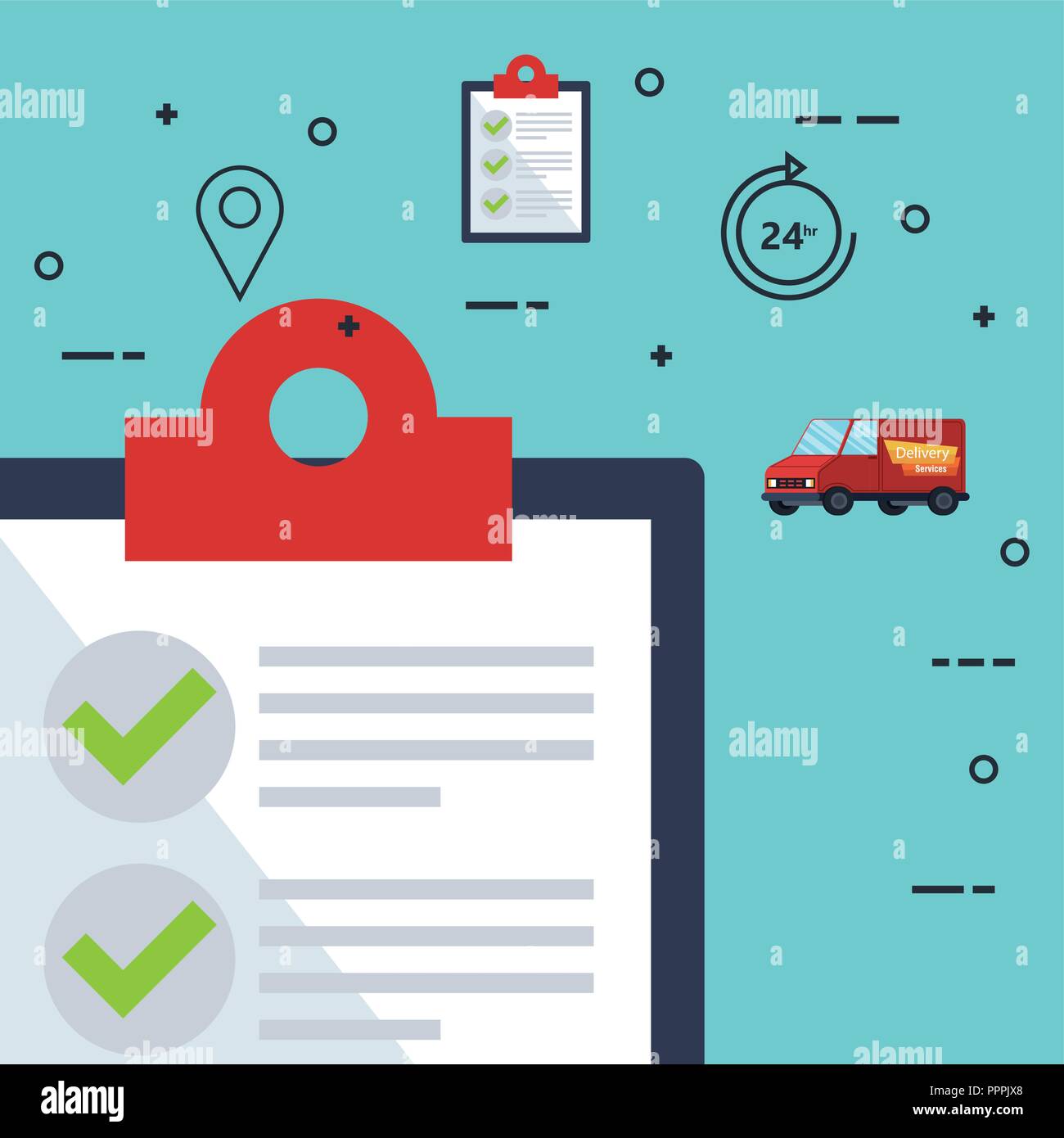 checklist with delivery service icons Stock Vector Image & Art - Alamy