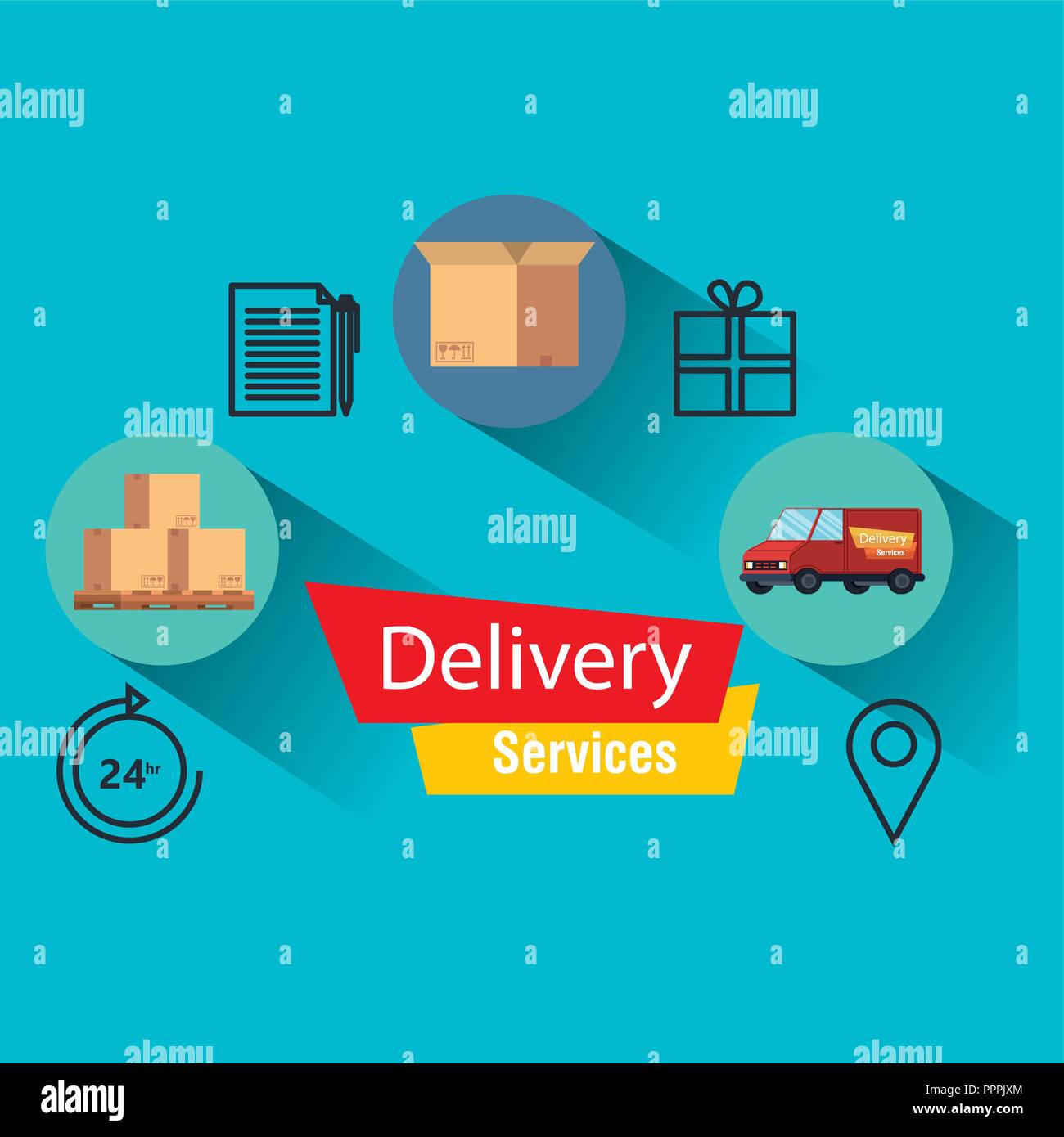 delivery service set icons Stock Vector Image & Art - Alamy