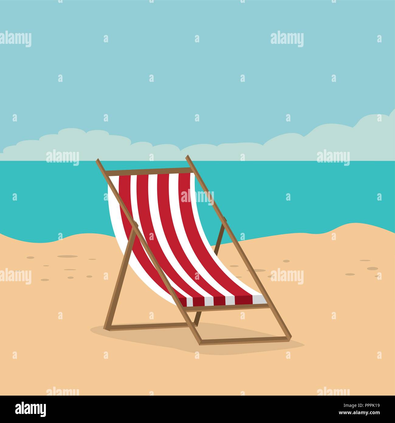 beach landscape with chair scene Stock Vector Image & Art - Alamy