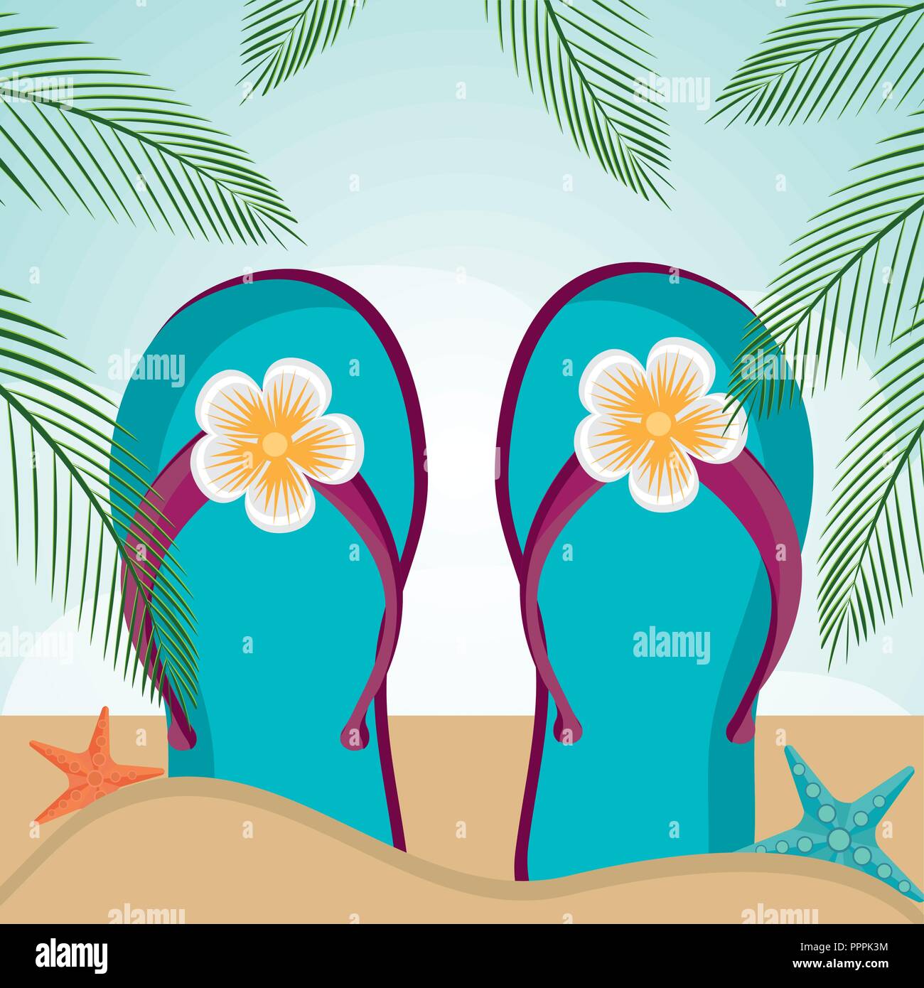 beach landscape with flip flops scene Stock Vector Image & Art - Alamy