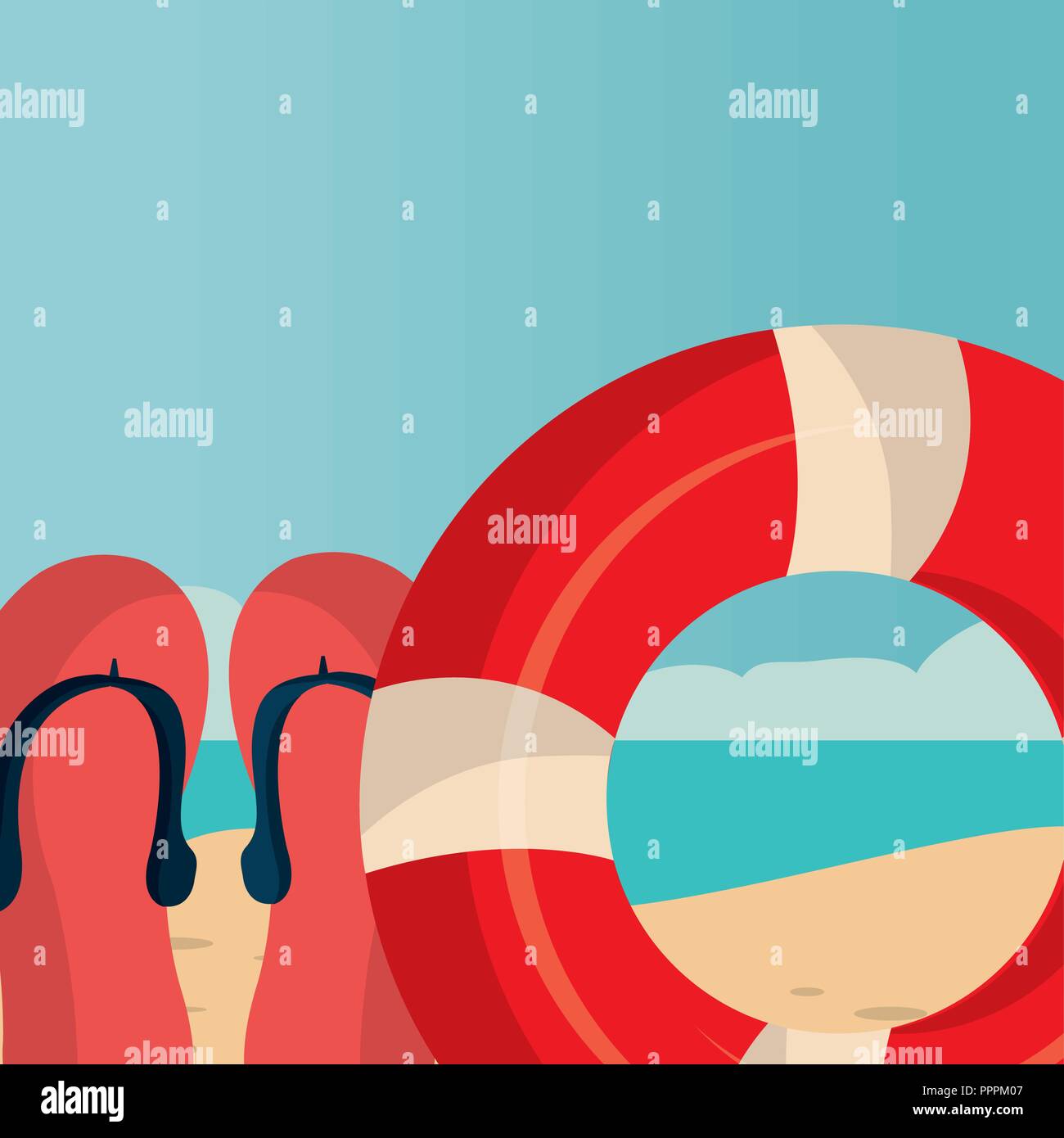 beach landscape with float lifeguard Stock Vector Image & Art - Alamy