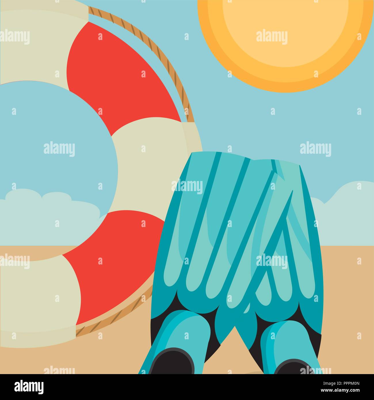 beach landscape with float lifeguard Stock Vector Image & Art - Alamy