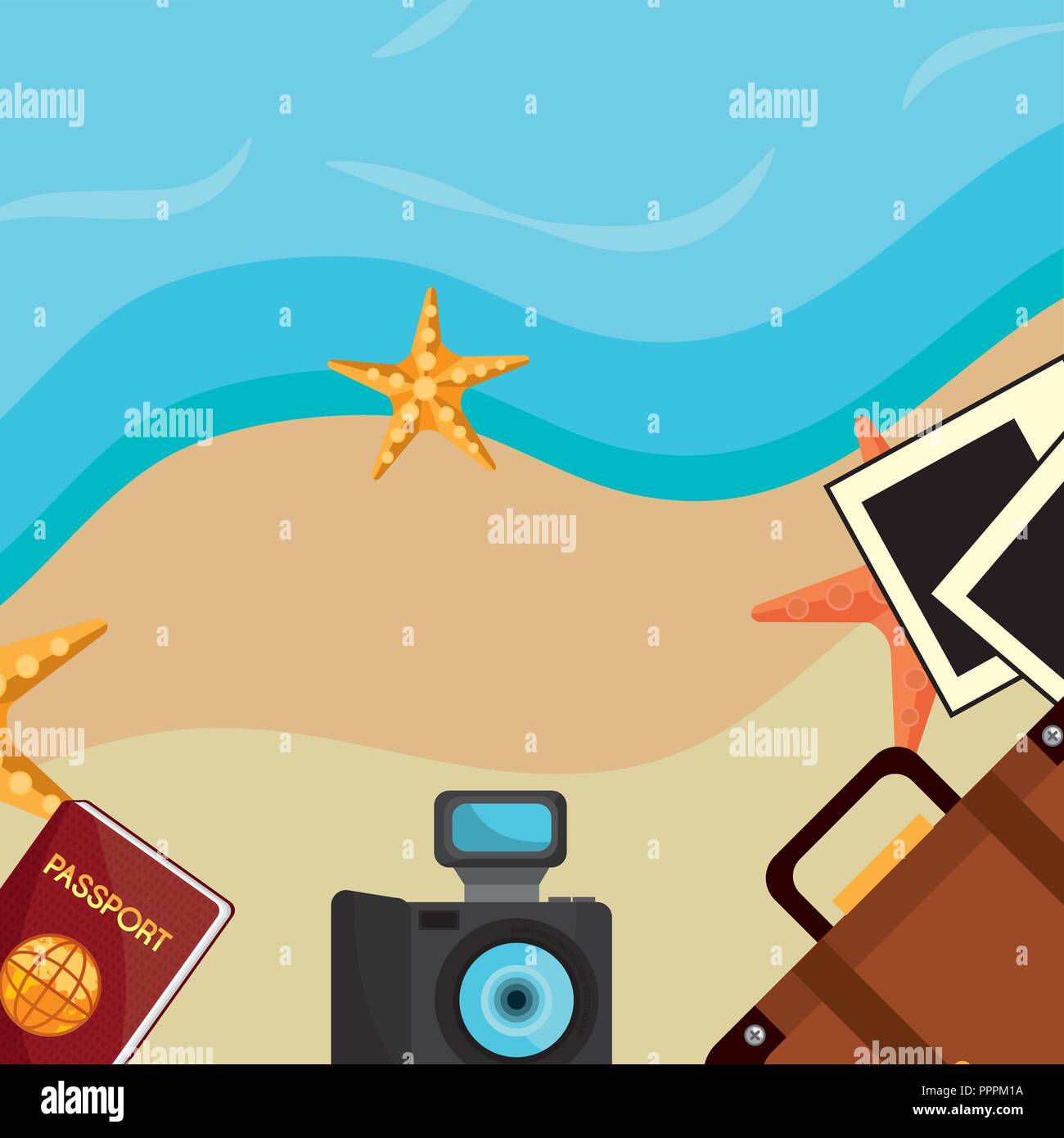 beach landscape with set icons Stock Vector Image & Art - Alamy