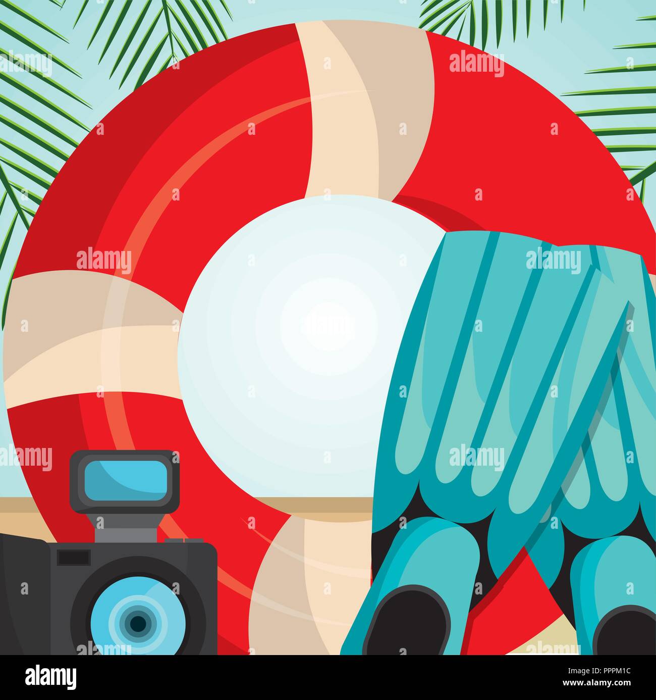beach landscape with float lifeguard Stock Vector Image & Art - Alamy