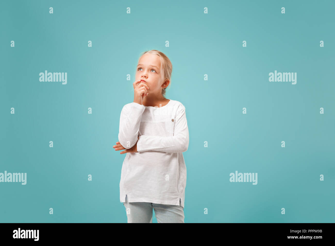 Remember all. Let me think. Doubt concept. Doubtful, thoughtful teen ...