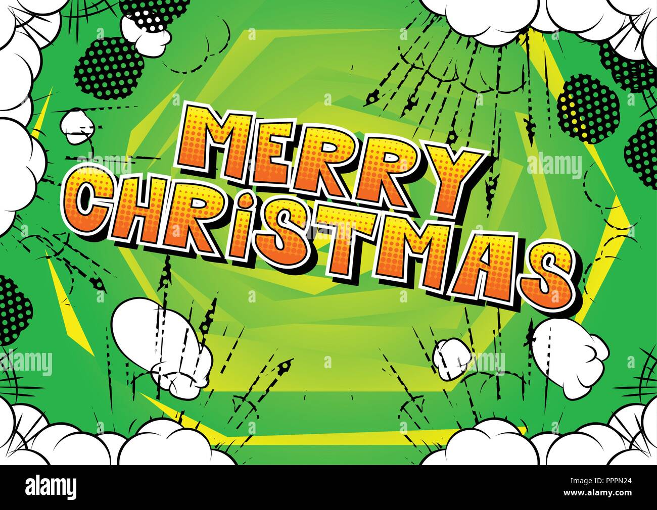 Merry Christmas - Vector illustrated comic book style phrase Stock ...