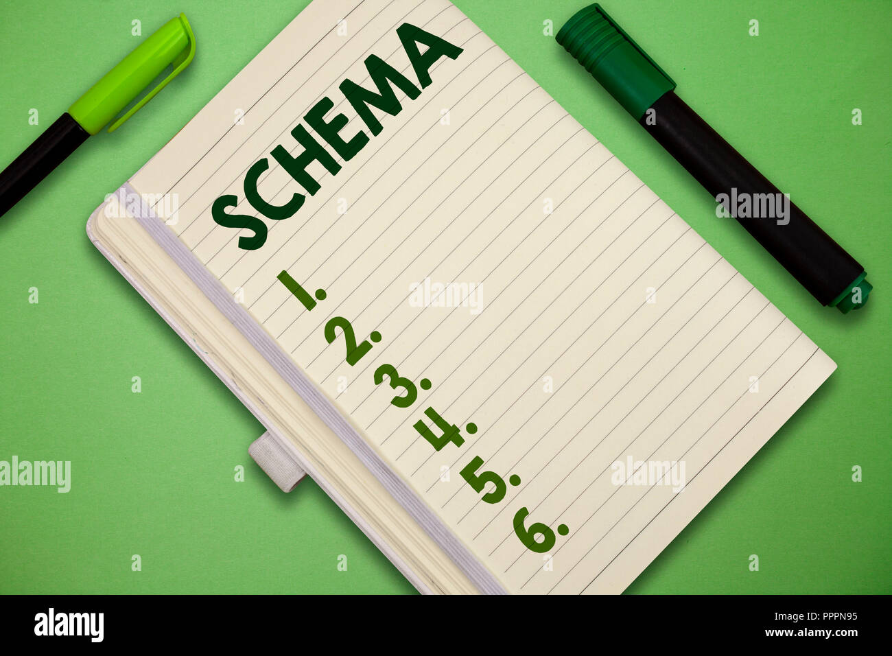 Handwriting text Schema. Concept meaning representation of plan or ...
