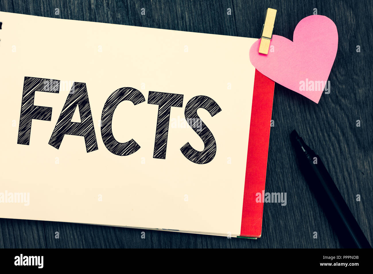 Writing note showing Facts. Business photo showcasing information used ...