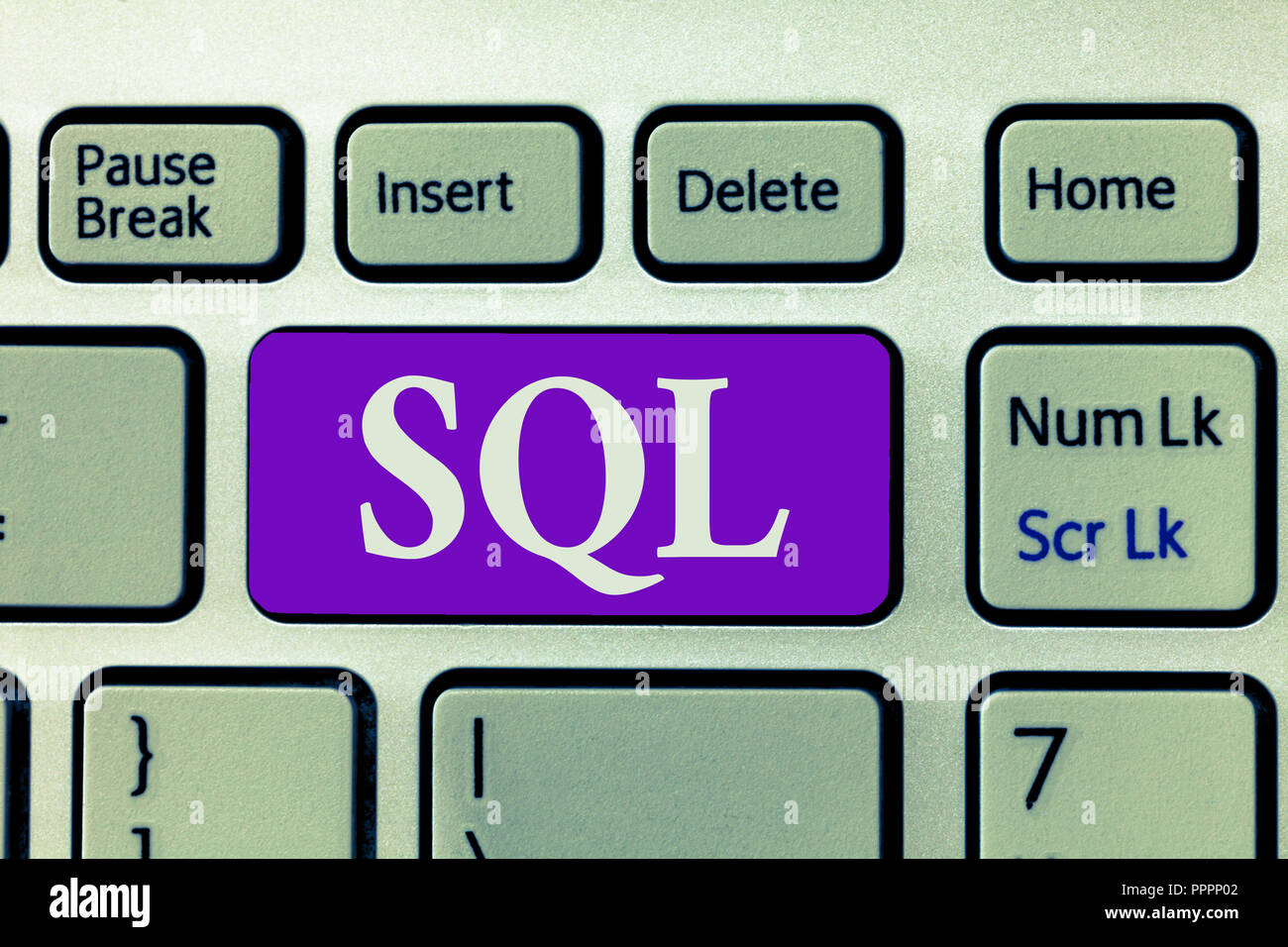 Word writing text Sql. Business concept for A standard computer language for relational database ...