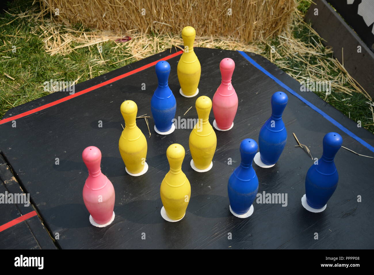 Colorful Kid's Bowling Pins Stock Photo - Alamy