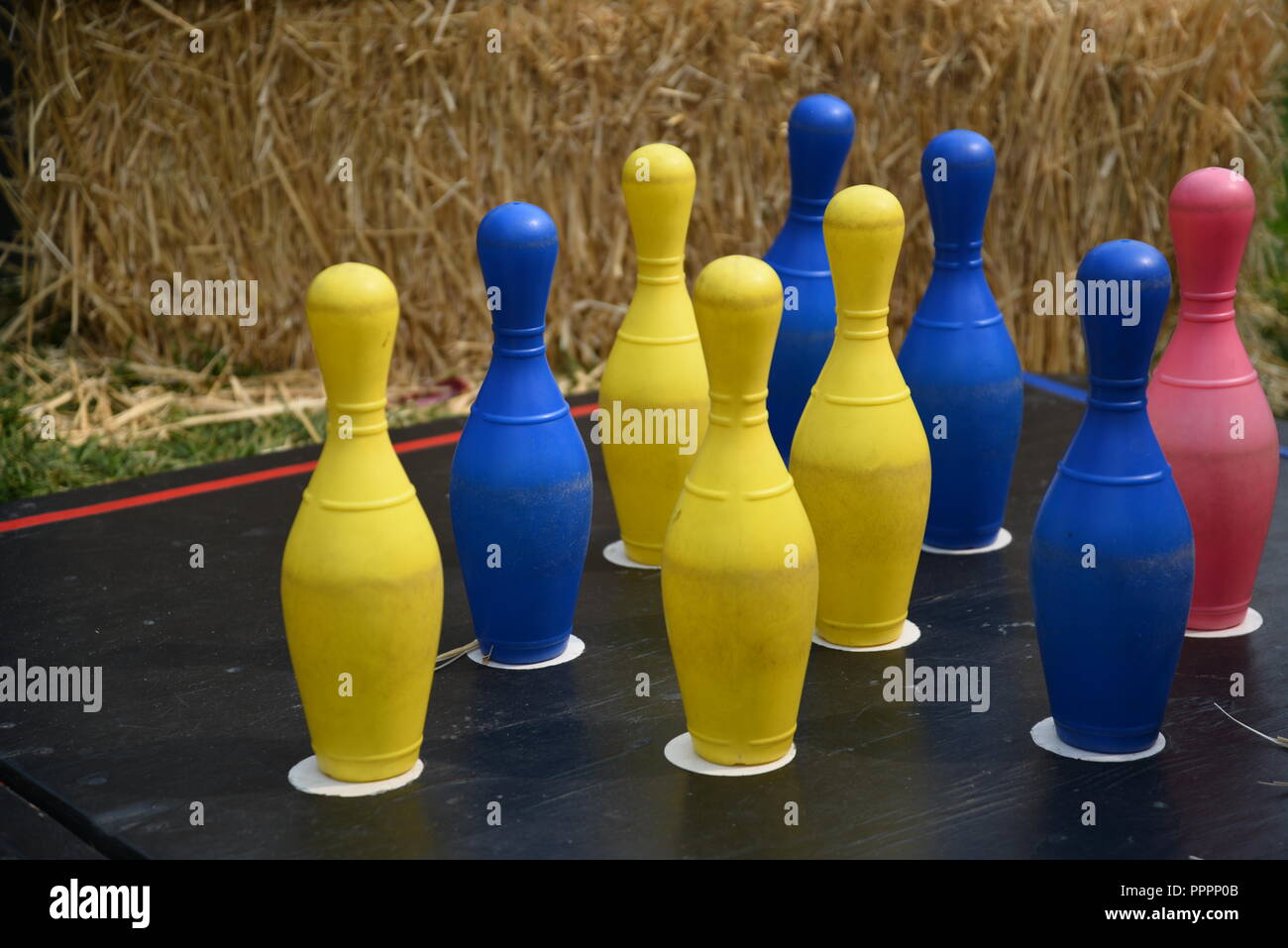 Colorful Kid's Bowling Pins Stock Photo - Alamy