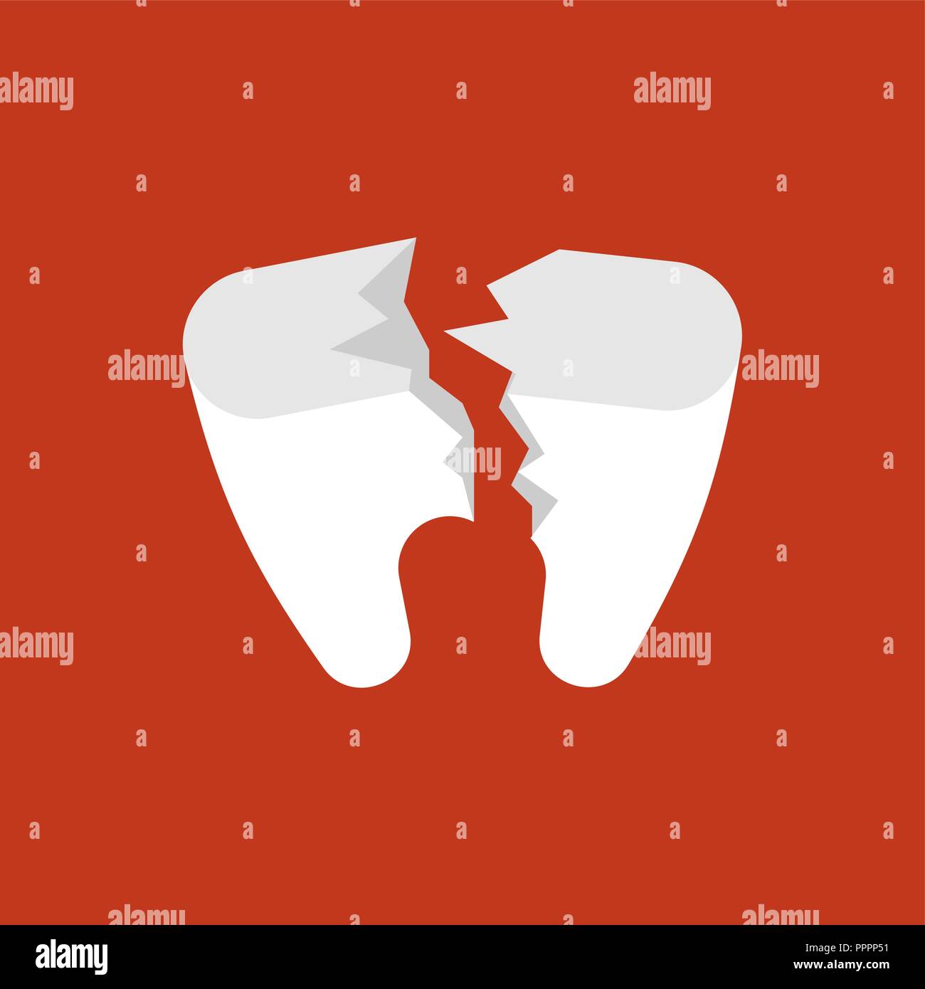 Broken tooth crack. Dentist vector illustration sick teeth Stock Vector ...