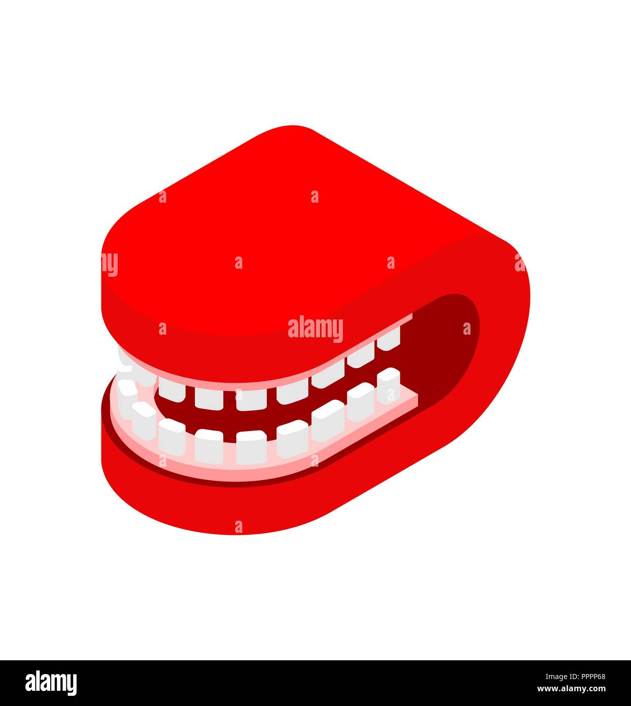 Grin mouth Closed isometric style isolated. Vector illustration Stock ...