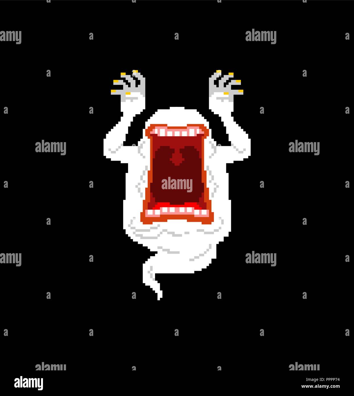 Ghost pixel art for Halloween. 8 bit phantom. Vector illustration Stock ...