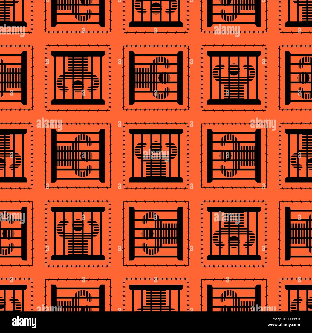 Jail pattern seamless. Prisoner in prison background. Perpetrator and ...