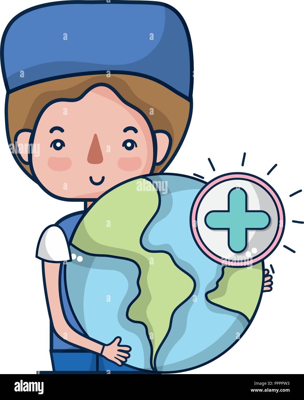 Medical doctor holding world Stock Vector Images - Alamy