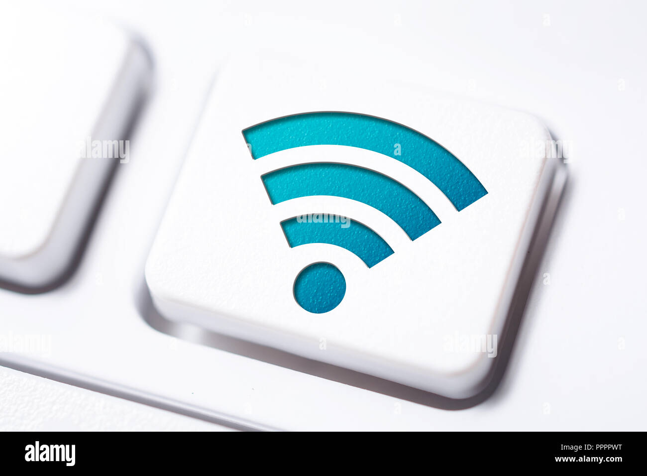 Macro Of A WIFI Icon On A Keyboard Button Stock Photo - Alamy