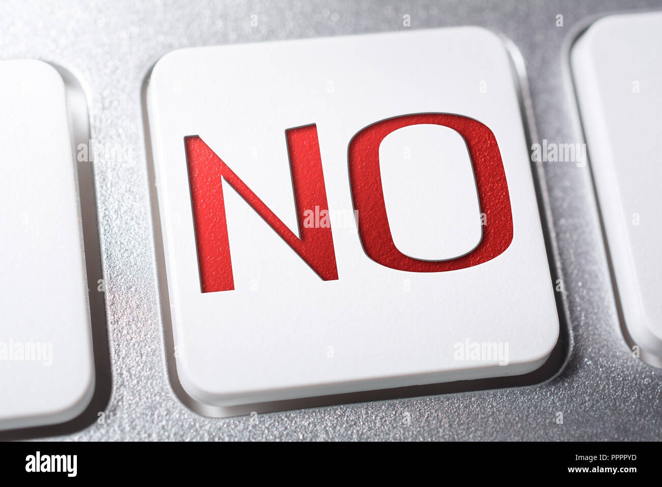 Macro Of The Word No On A Keyboard Button Stock Photo - Alamy