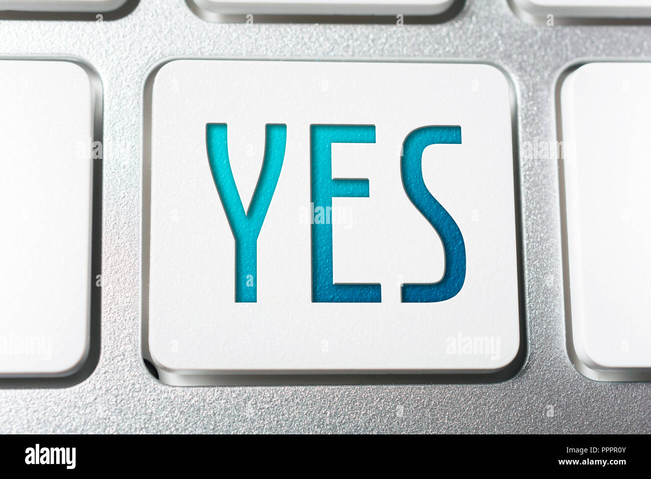Macro Of The Word Yes On A Keyboard Button Stock Photo - Alamy