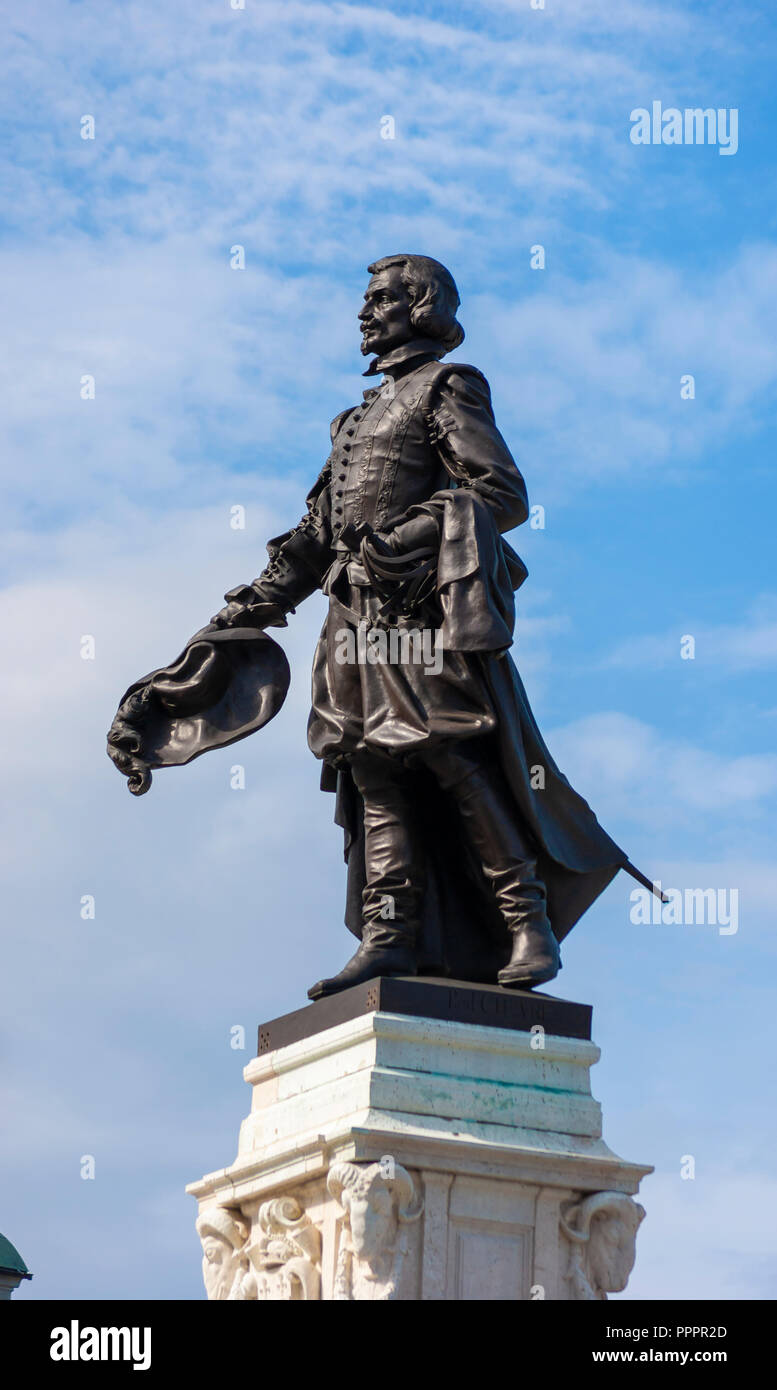 Statue of Samuel de Champlain, by Paul-Romain Chevré, near Château ...