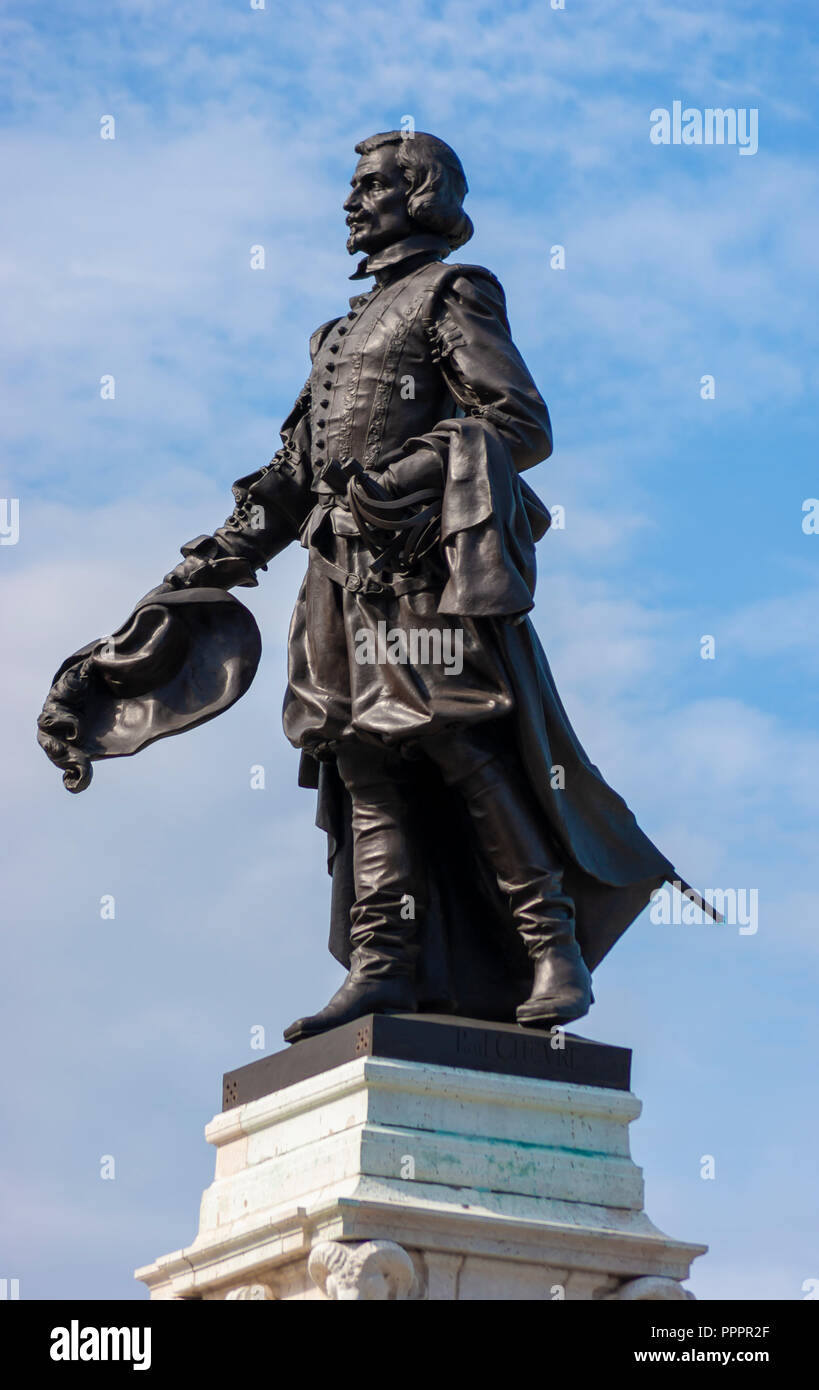 Statue of Samuel de Champlain, by Paul-Romain Chevré, near Château ...