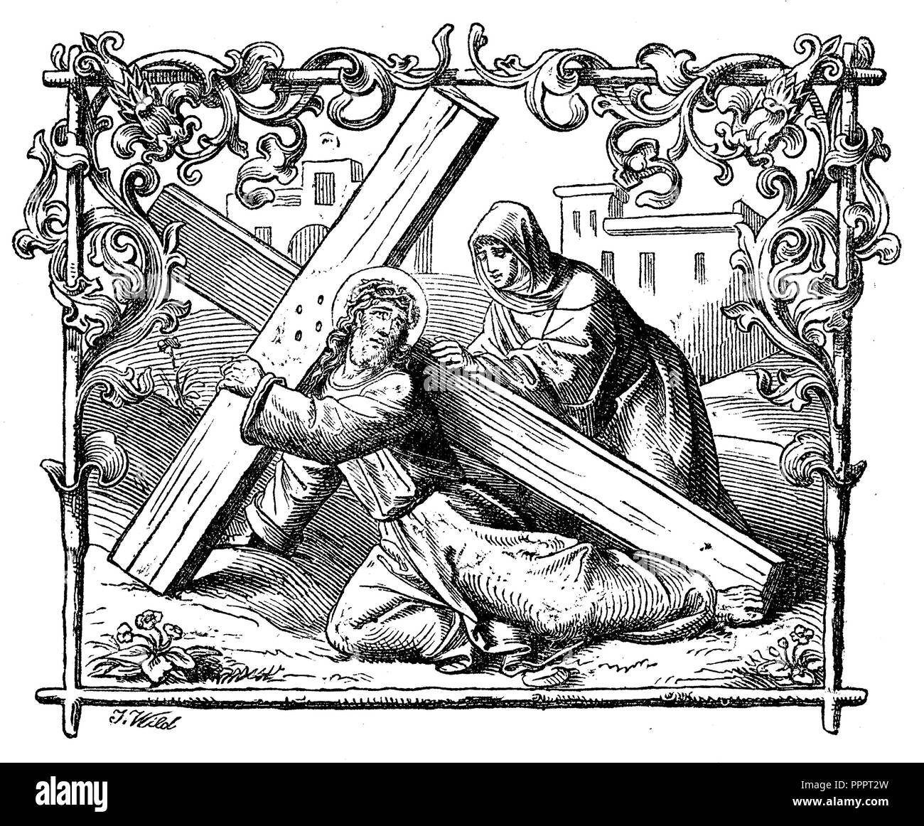 Way of the Cross, Jesus falls under the cross, I. Wild Stock Photo - Alamy