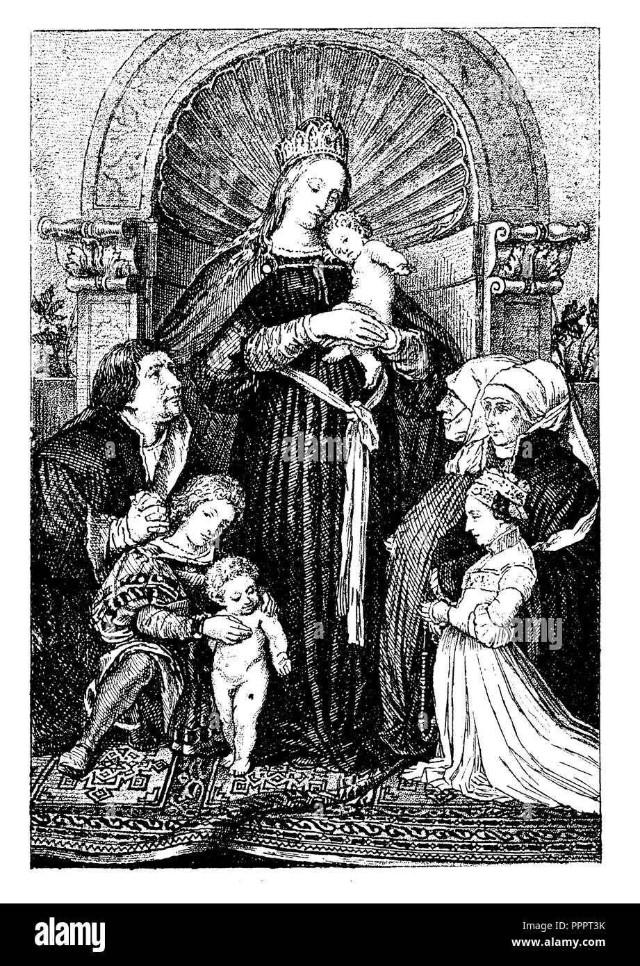 Madonna of Holbein. After the Dresden copy, Holbein 1887 Stock Photo ...