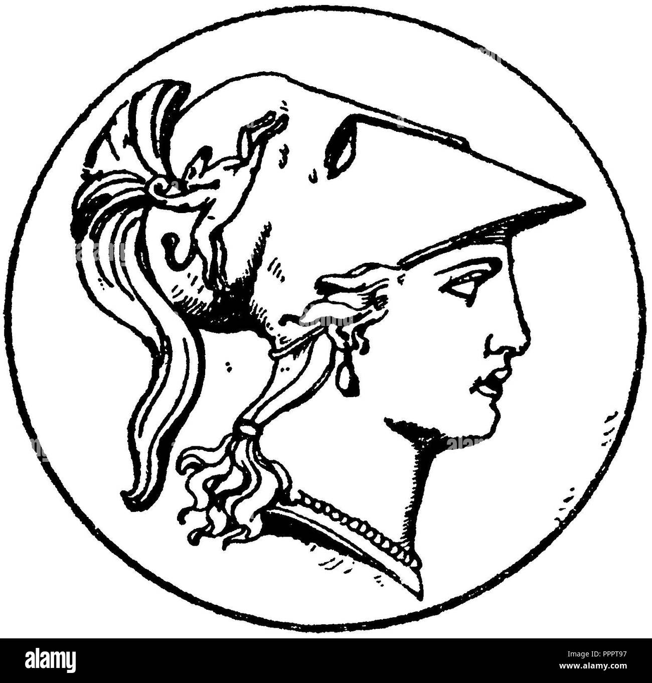 Minervakopf after a hand drawing, 19th century, ML 1918 Stock Photo - Alamy