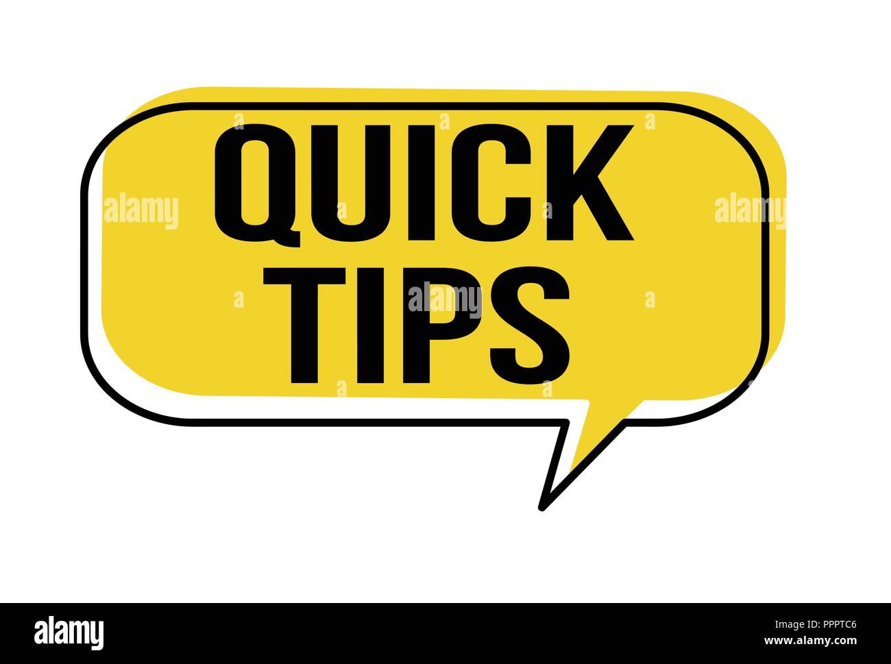 Quick tips speech bubble on white background, vector illustration Stock ...