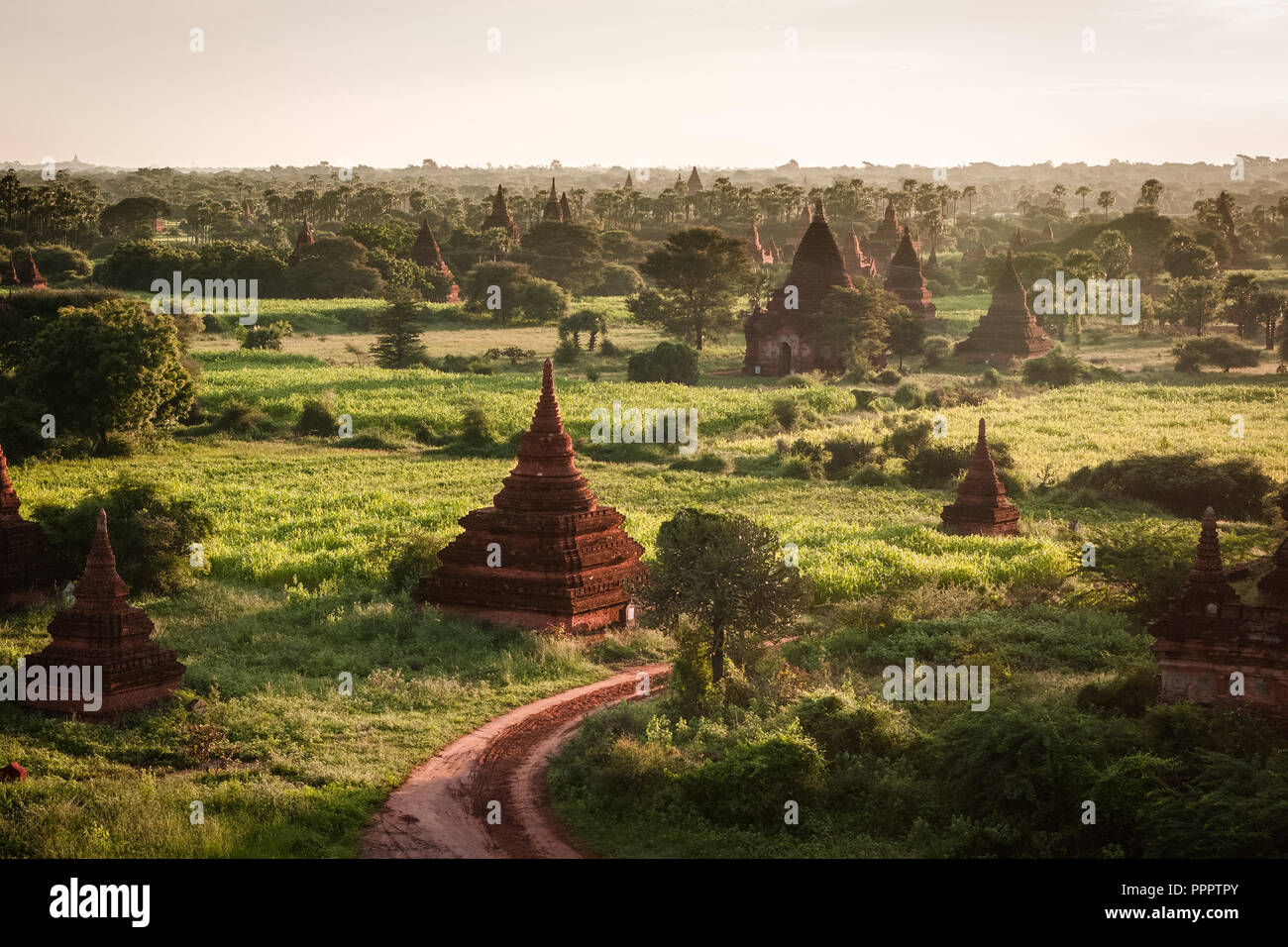 Bagan temples at sunrise Stock Photo - Alamy