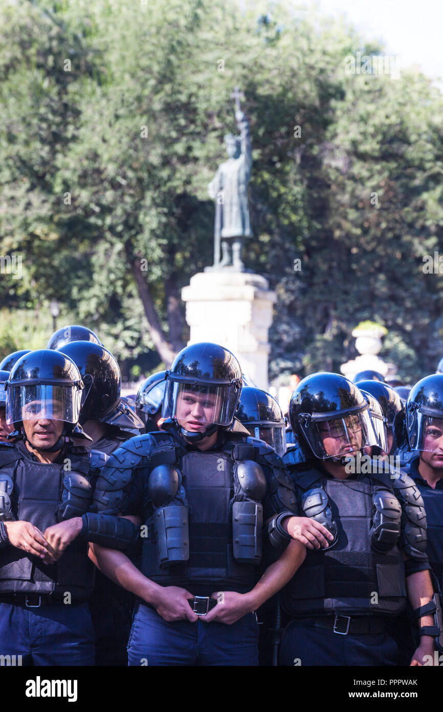 CHISINAU, MOLDOVA - September 26, 2018: Police in full uniform during ...