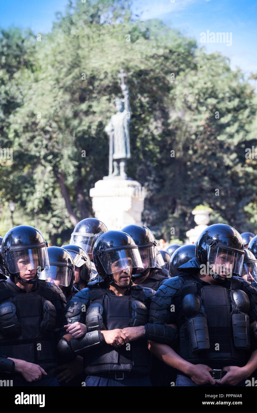 CHISINAU, MOLDOVA - September 26, 2018: Police in full uniform during ...