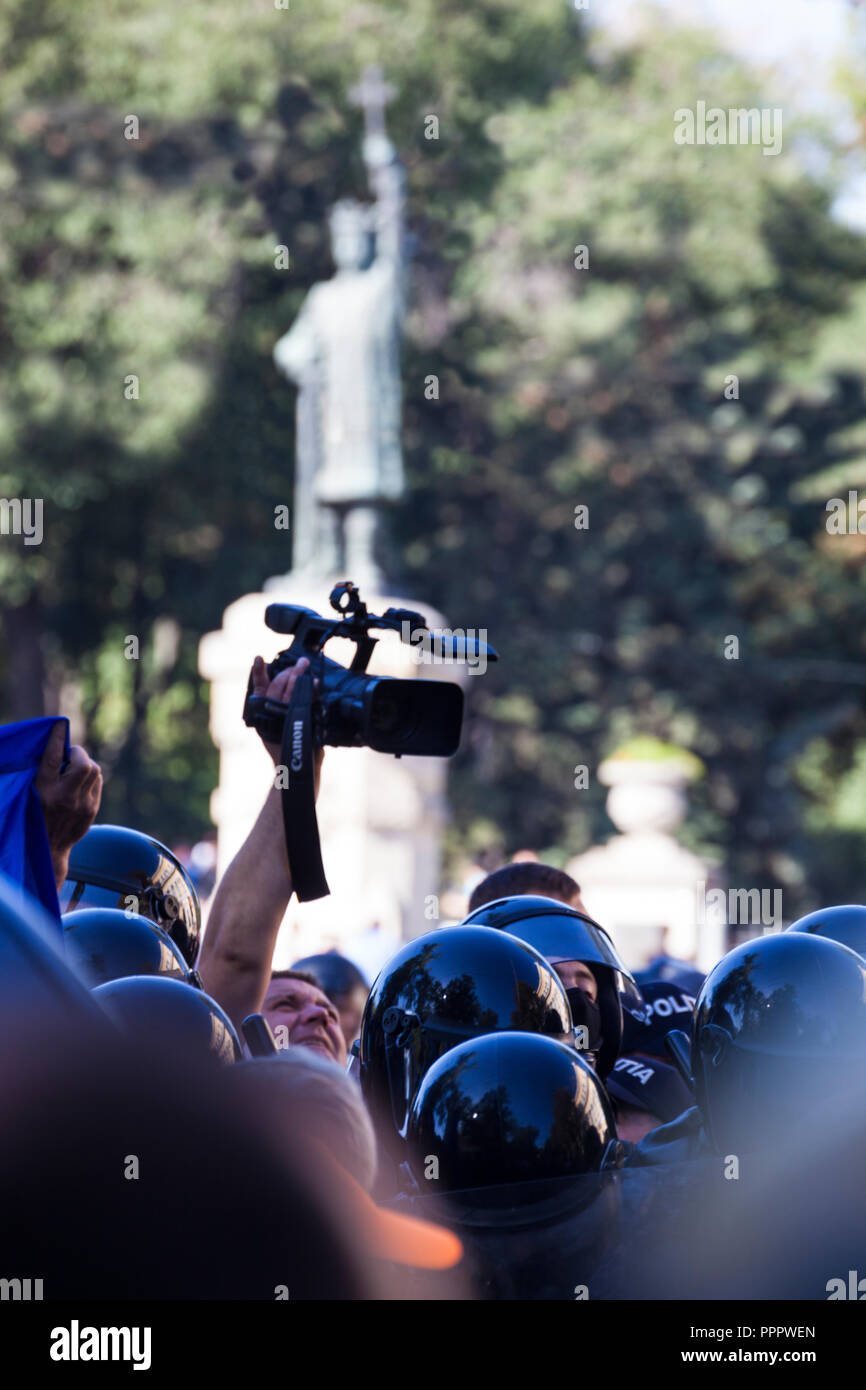 CHISINAU, MOLDOVA - September 26, 2018: Police in full uniform during ...