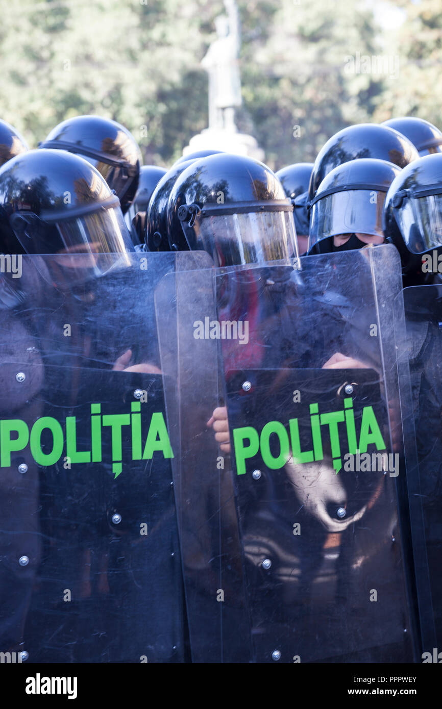 CHISINAU, MOLDOVA - September 26, 2018: Police in full uniform during ...