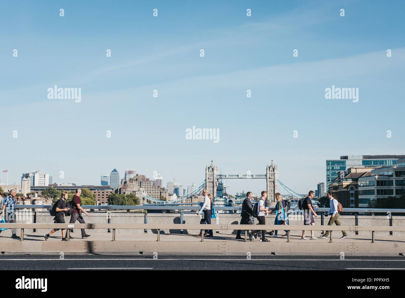 London, UK - September 17, 2018: People walking on London Bridge ...