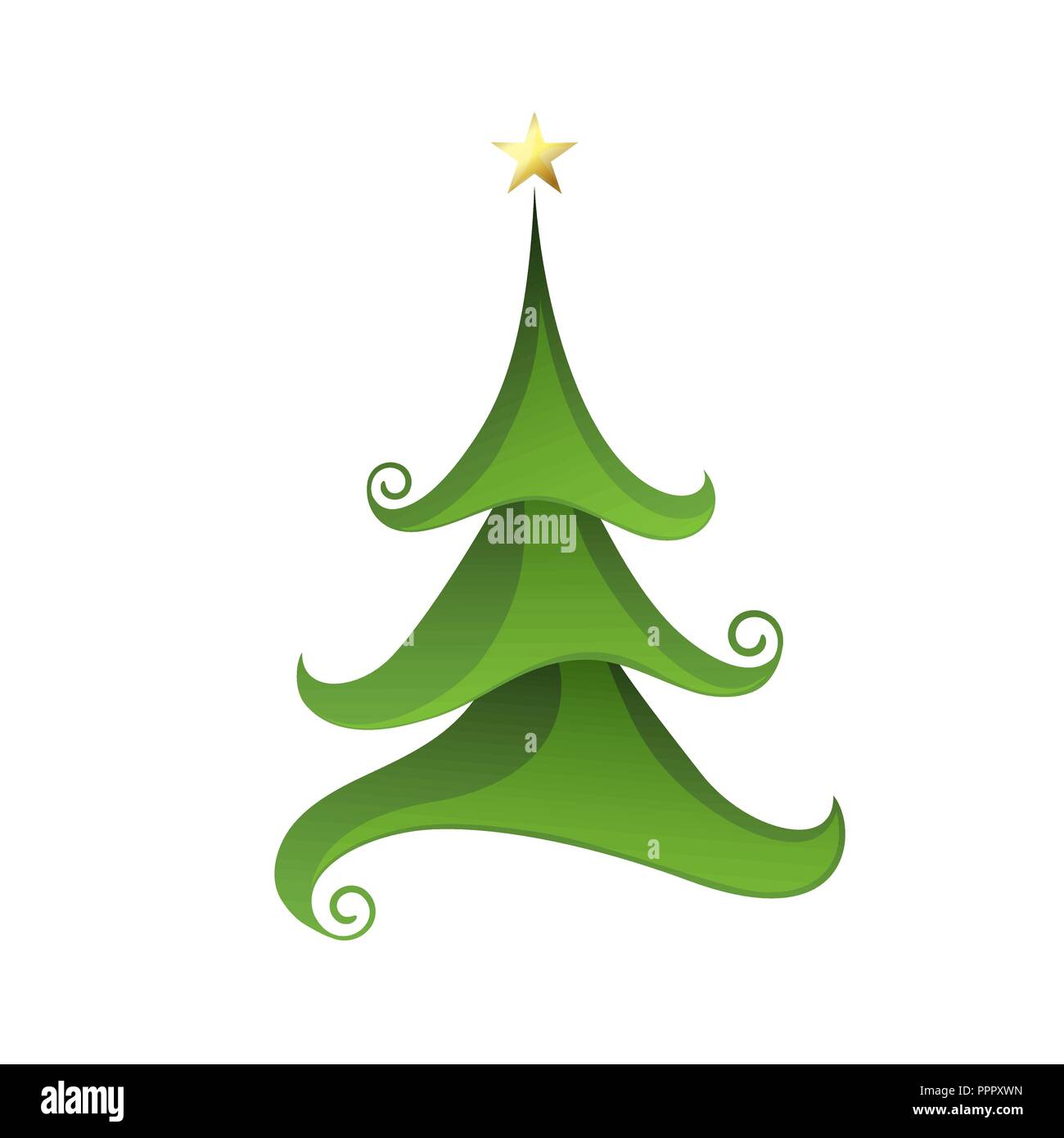 Merry Christmas tree isolated on white. Vector illustration Stock ...