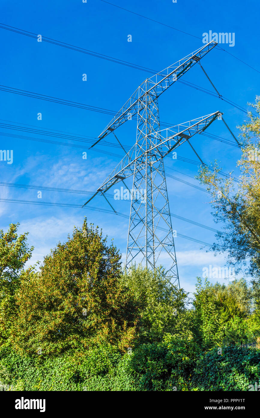 steel electricity power tower construction in a nature landscape with ...