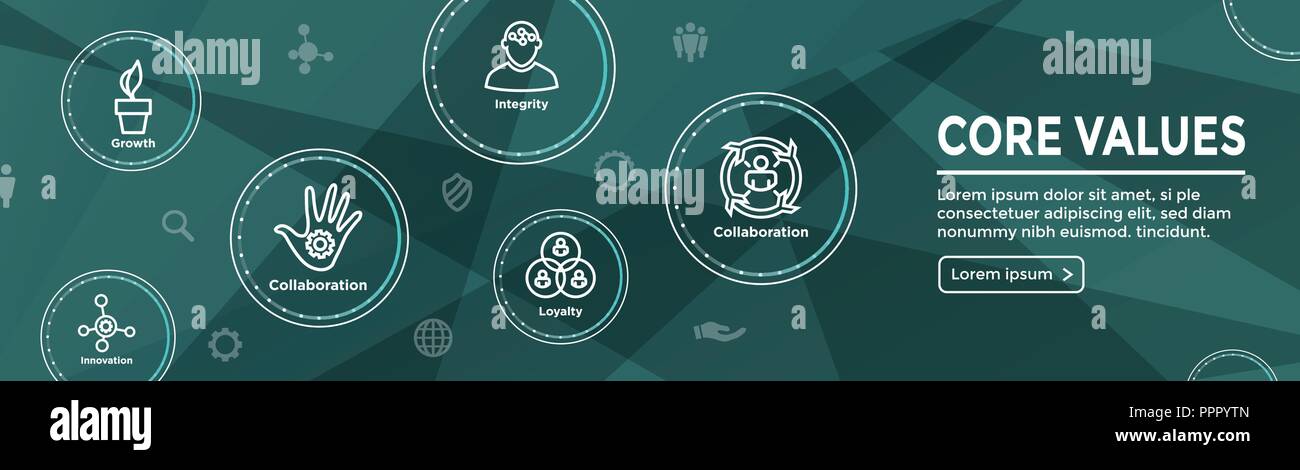 Core Values Web Header Banner image - Integrity, Mission, etc Icon Set Stock Vector Image & Art ...