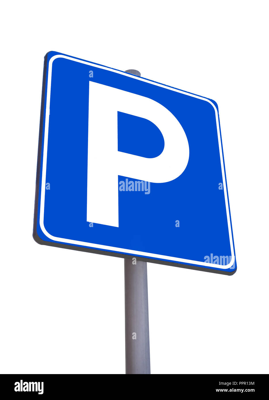 Parking street sign isolated over white Stock Photo - Alamy