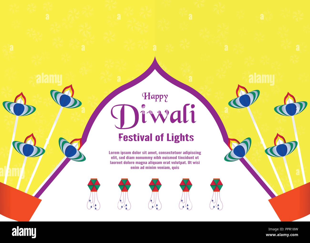Invitation background for Diwali, festival of lights of Hindu. Vector ...