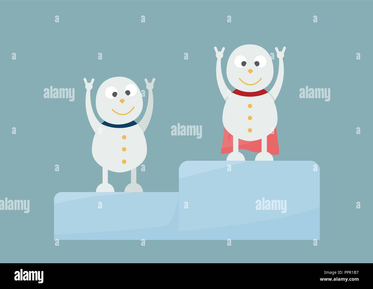 Snowman family portrait on blue background for Merry Christmas on 25 ...