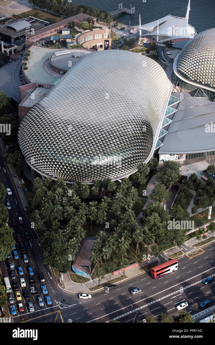 Aerial view of Esplanade Theatres on the Bay in Singapore Stock Photo ...