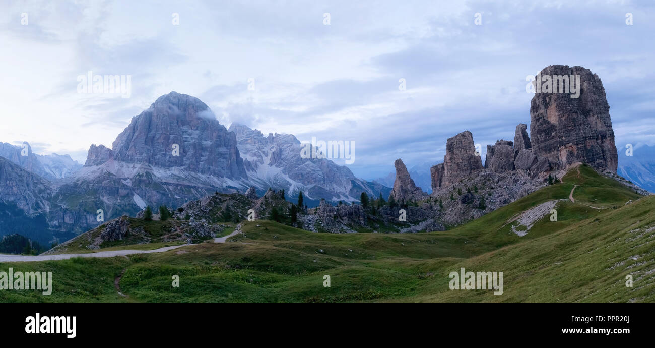 Cinque Torri, Italian dolomites, panoramic view of the famous five ...