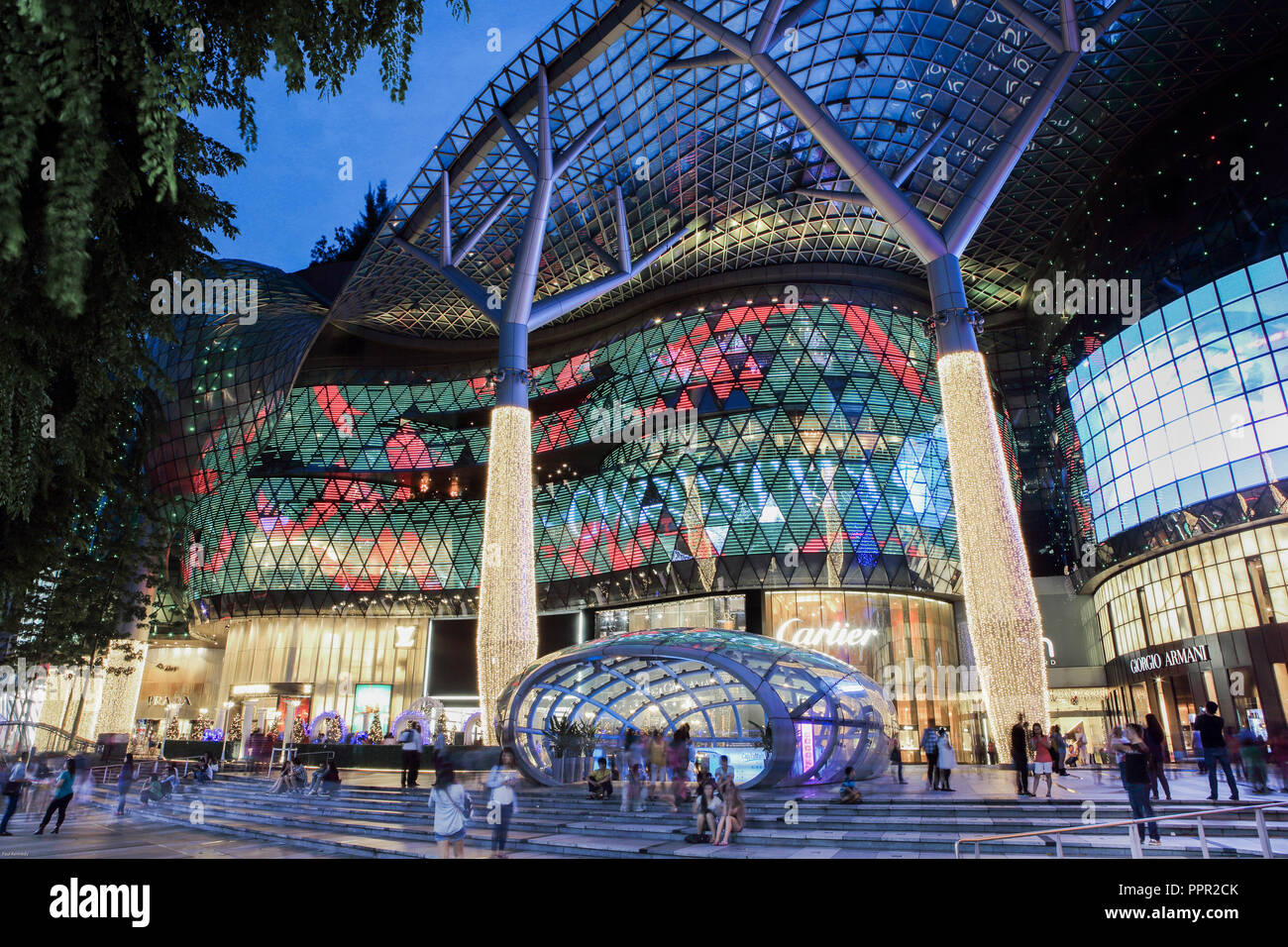ION Orchard mall illuminated at night on Orchard Road, Singapore Stock ...