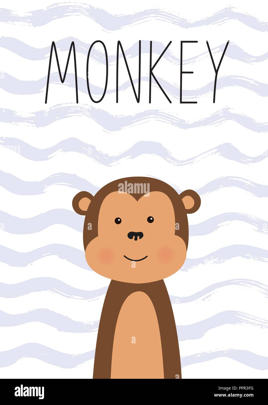 Cute monkey. Poster, card for kids. Vector illustration Stock Vector ...